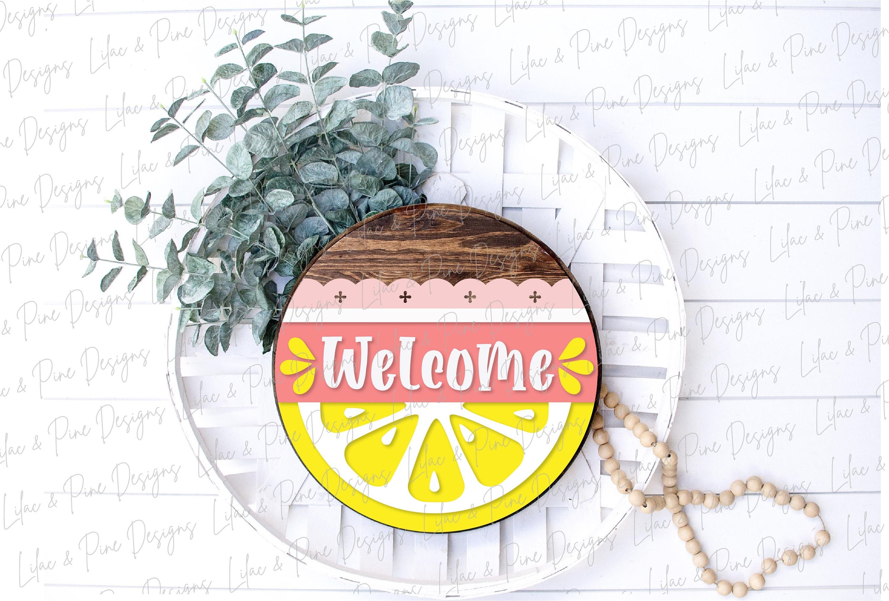 Lemon Door Hanger SVG Lemon Welcome Sign Lemon Round Sign - Etsy