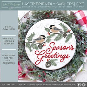 Chickadee Welcome Sign, Winter Welcome Sign SVG, Seasons Greetings SVG ...