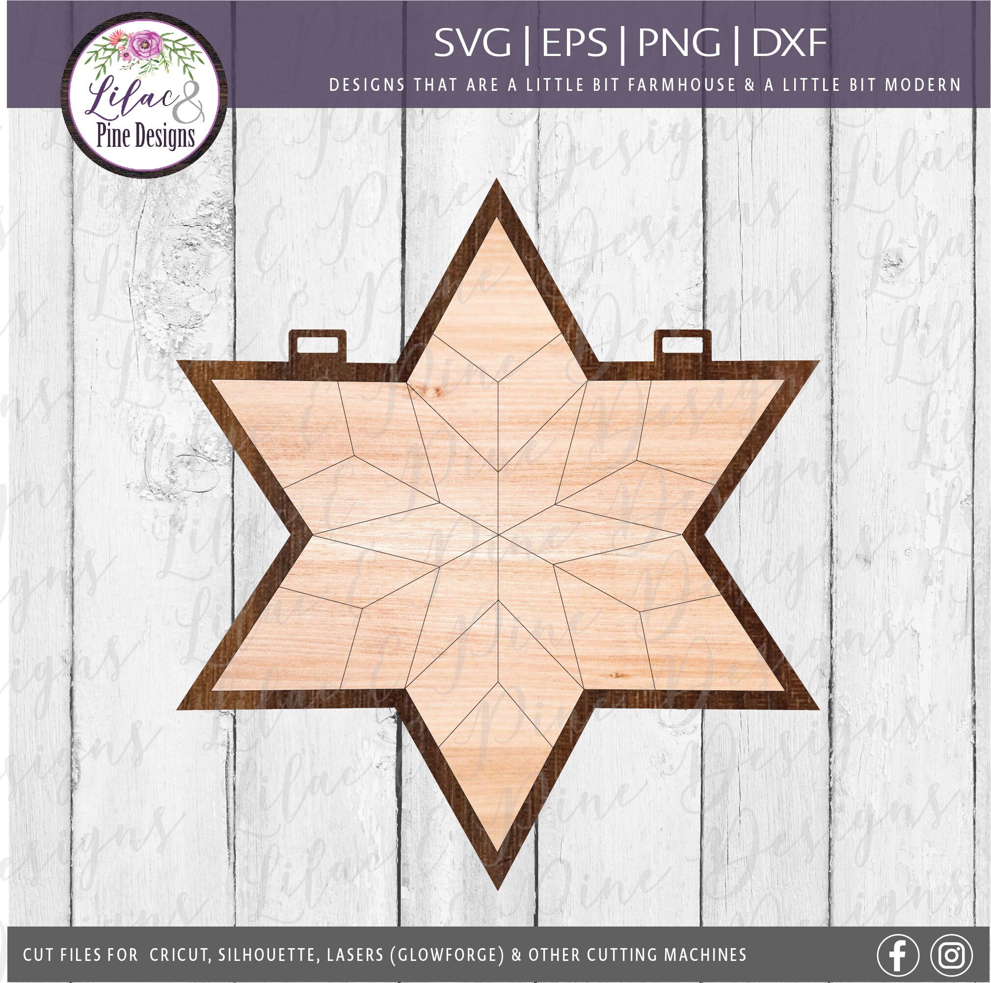 Barn Quilt Star SVG Christmas Star Cut File Star of David - Etsy