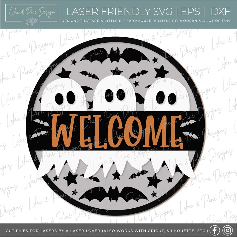 Ghost Welcome SVG Cute Halloween Ghosts SVG Spooky Welcome - Etsy