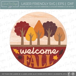 Welcome Fall Sign SVG, Modern Fall Door Round SVG, Fall Door Hanger ...