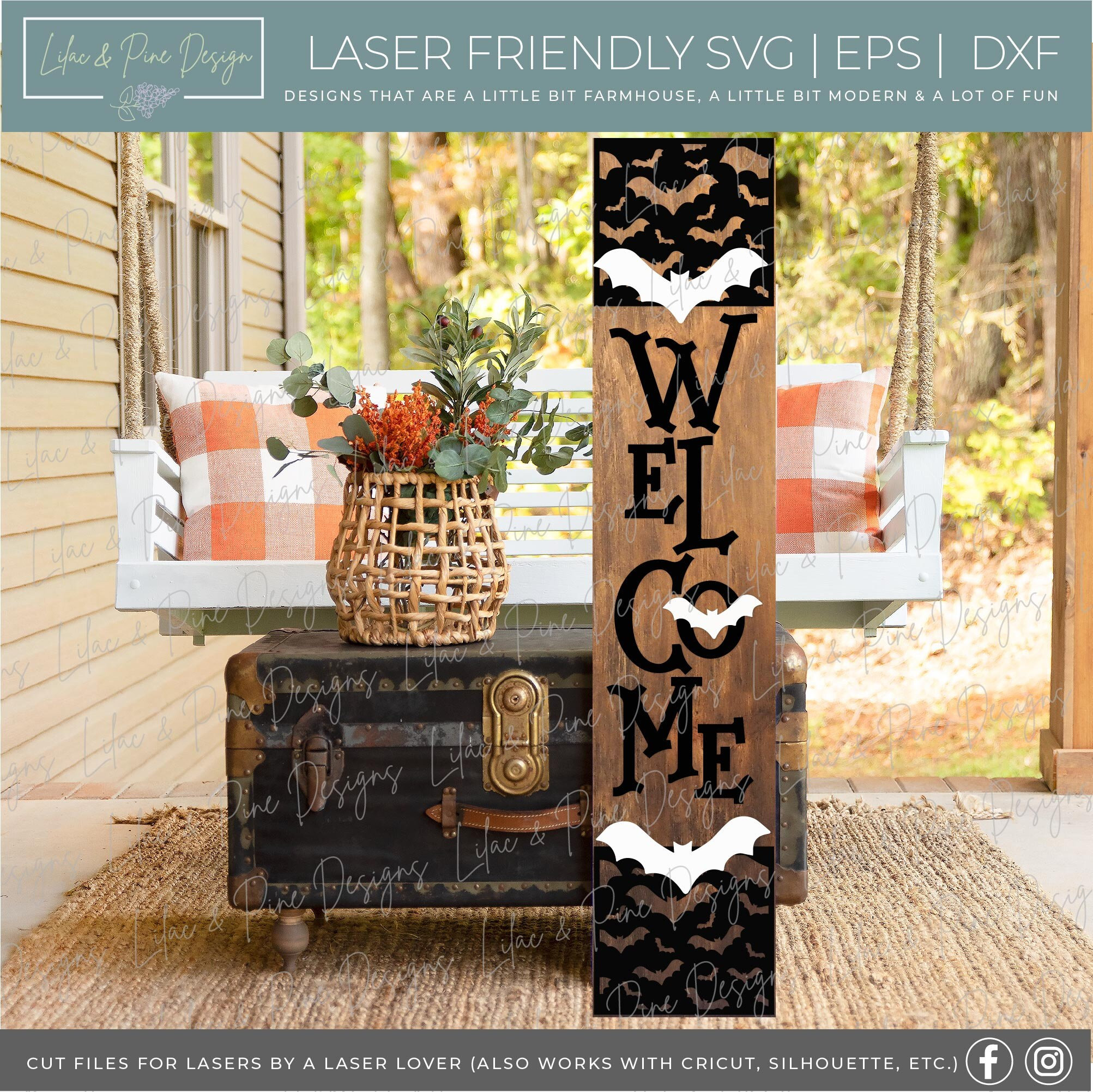 Halloween Porch Sign SVG Halloween Welcome Sign SVG Bats - Etsy