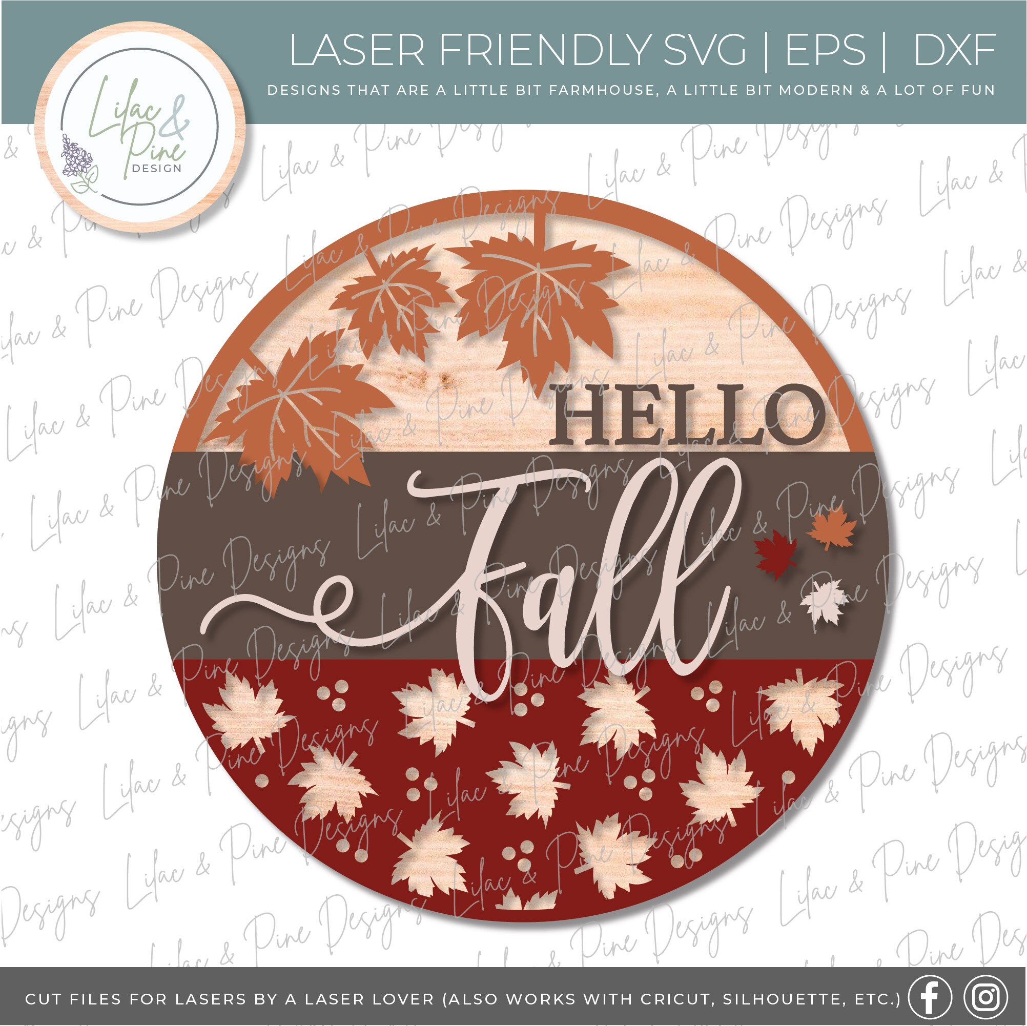 Hello Fall Sign SVG Fall Door Round SVG Fall Welcome Fall - Etsy
