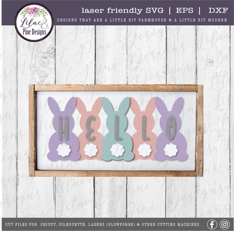 Hello Easter Bunny Sign SVG Easter Bunny SVG Bunny Svg | Etsy