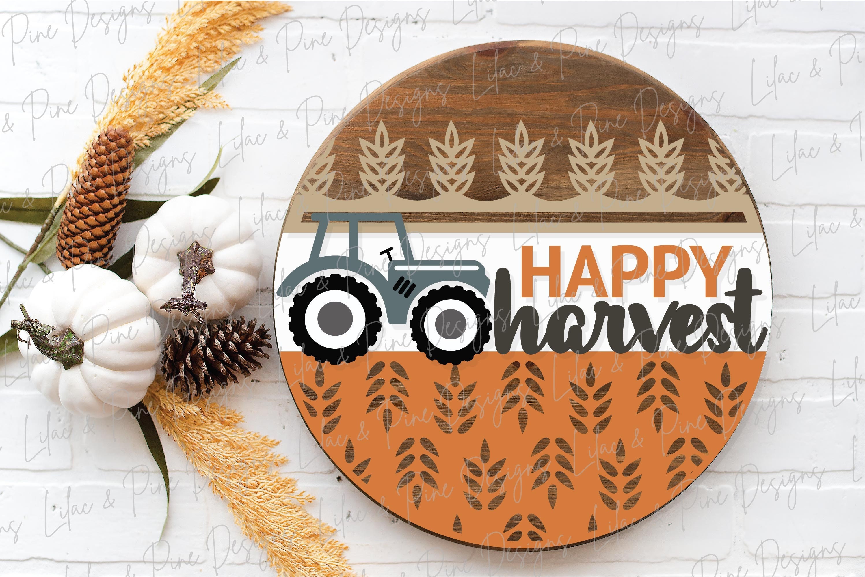 Happy Harvest Door Hanger SVG Fall Welcome Sign SVG Tractor - Etsy