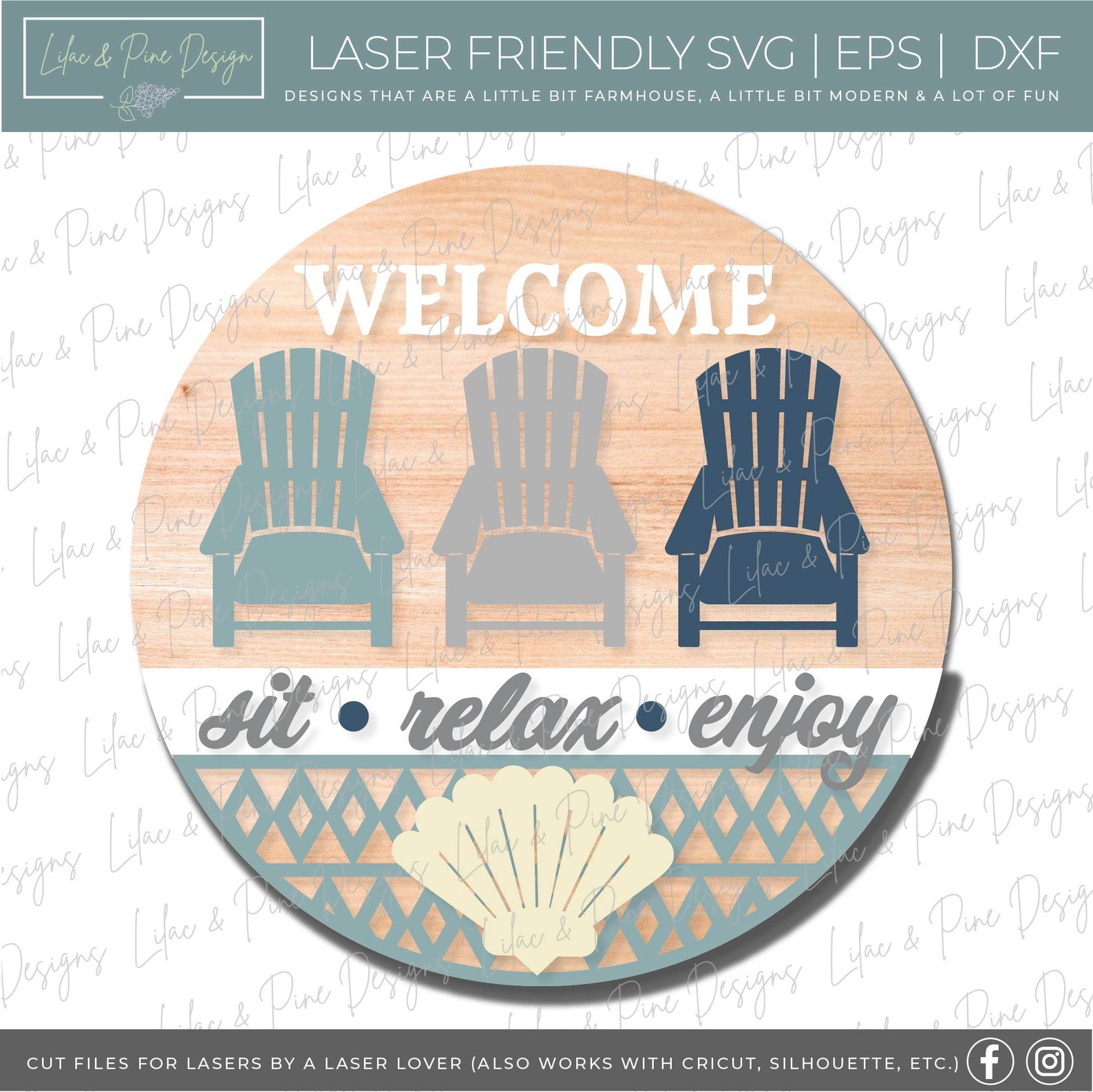 Adirondack Chair Door Hanger SVG Welcome Sign SVG Summer - Etsy