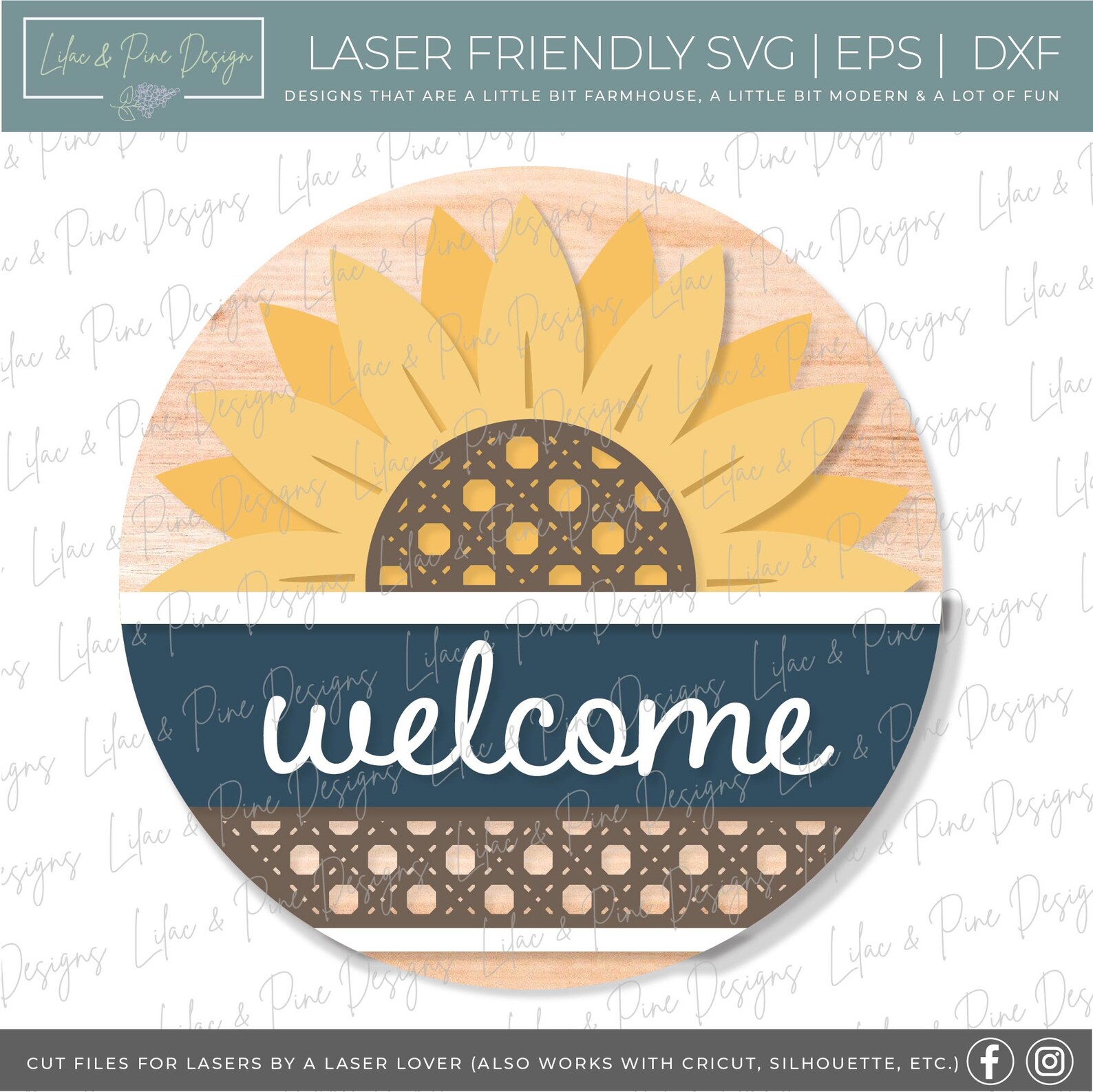 Sunflower Door Hanger SVG Sunflower Welcome Sign SVG Rattan - Etsy