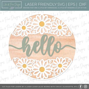 Daisy Hello Sign SVG, Daisy Door Hanger SVG, Summer Floral Welcome SVG ...