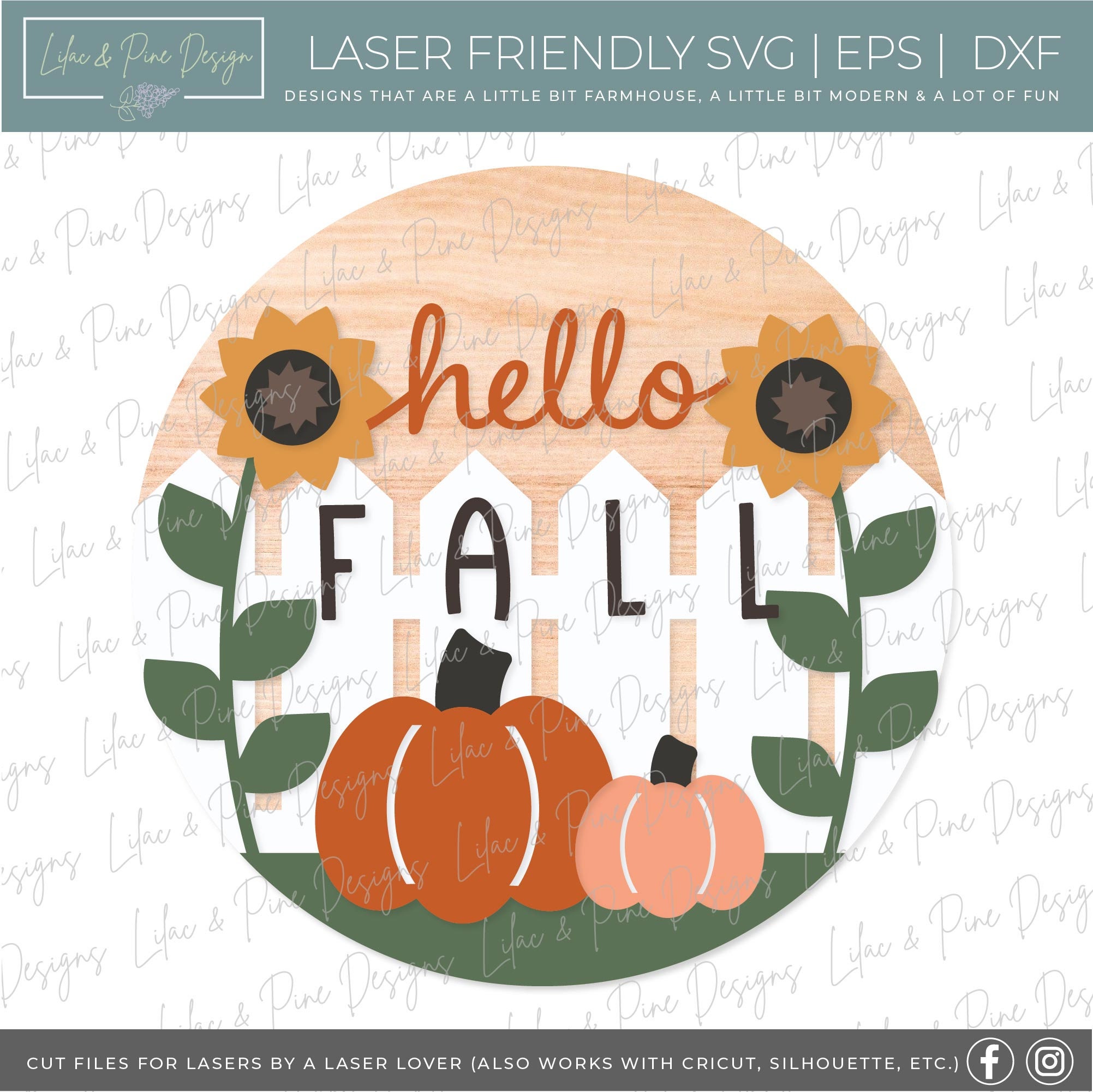 Hello Fall Door Hanger SVG Sunflower Welcome Sign SVG - Etsy