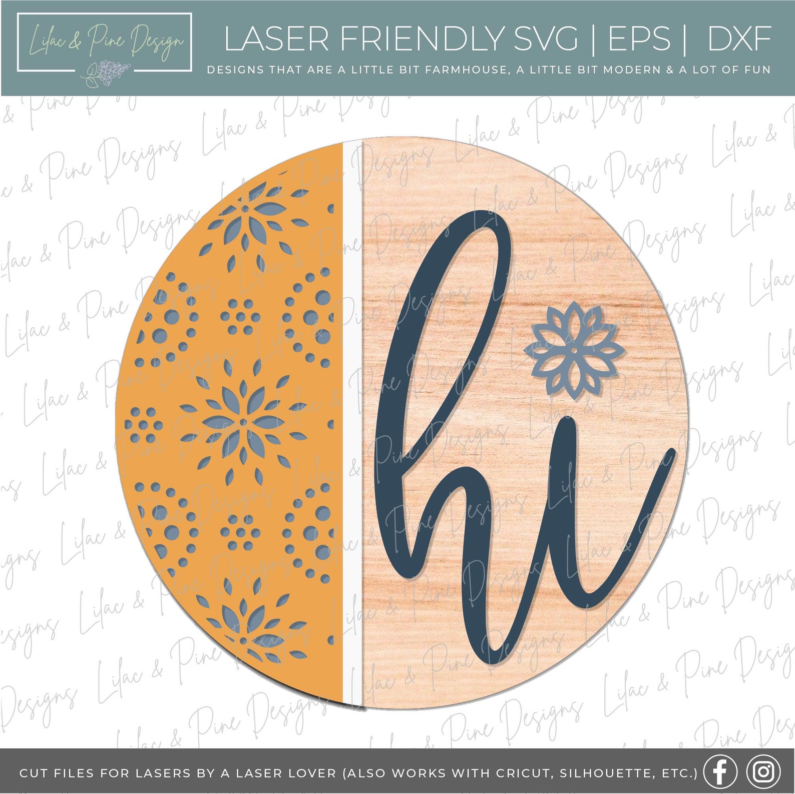 Hi Door Sign SVG Floral Door Hanger Welcome Sign SVG Floral - Etsy