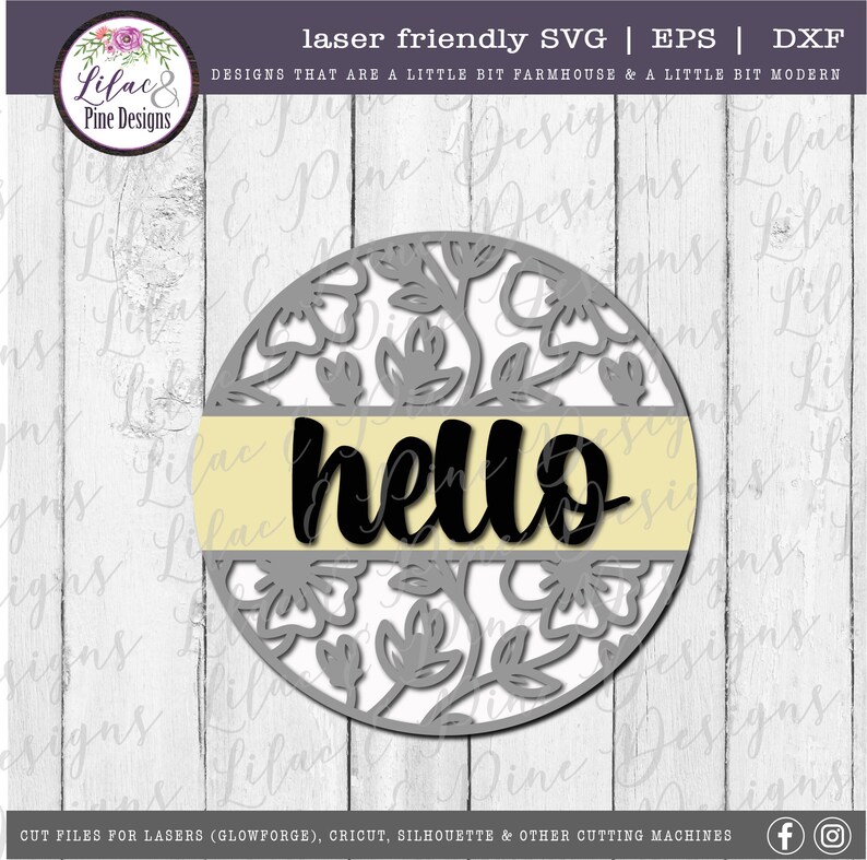 Hello Floral Sign Flower SVG Welcome SVG Front Door Decor - Etsy