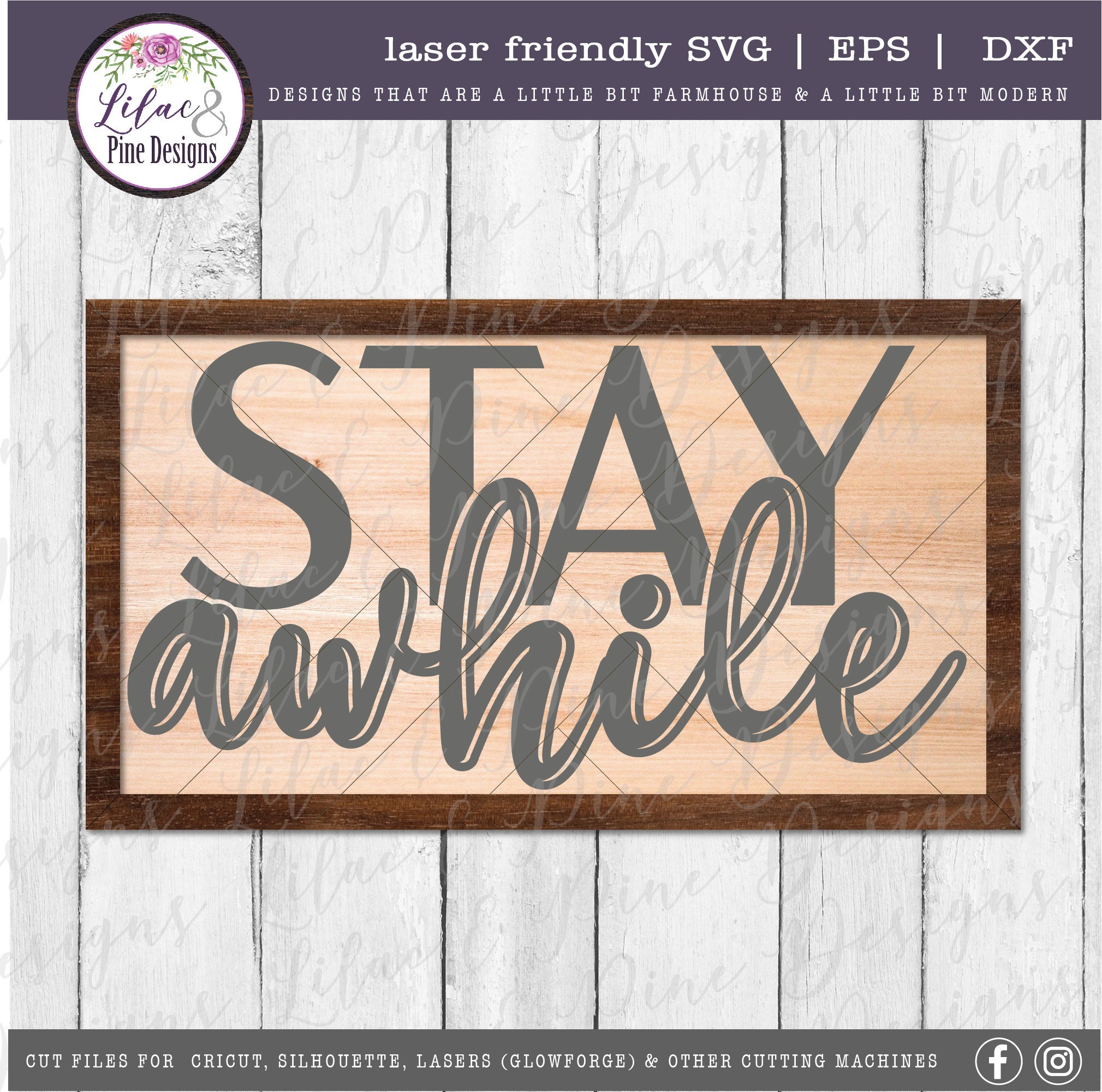 Stay Awhile Sign Boho SVG Welcome Svg Home SVG Modern | Etsy