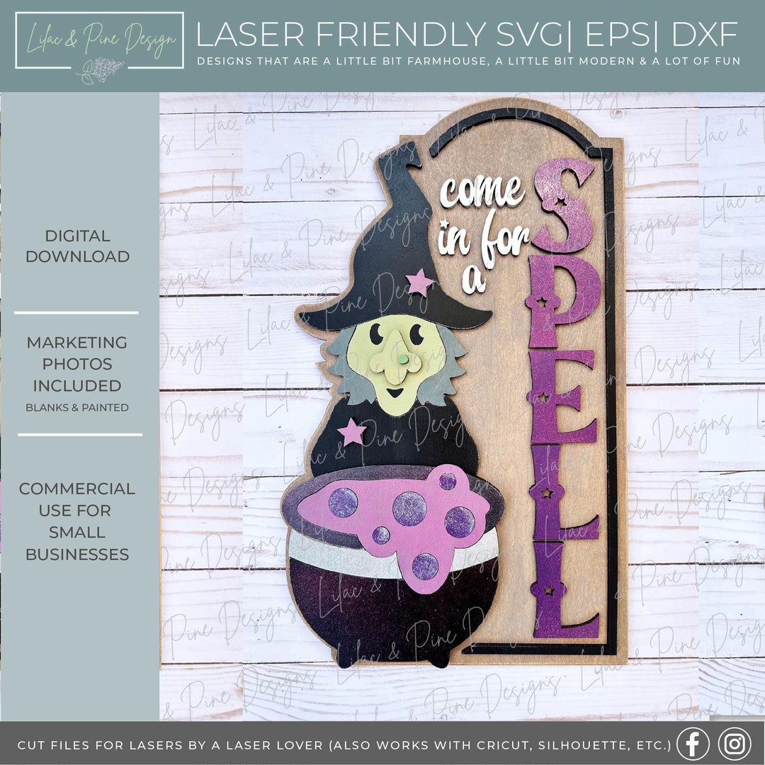 Come in for a Spell Sign, Witch Welcome Sign SVG, Halloween Door Hanger ...