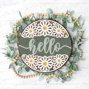 Daisy Welcome Sign SVG, Daisy Hello, Summer Floral Door Hanger SVG ...