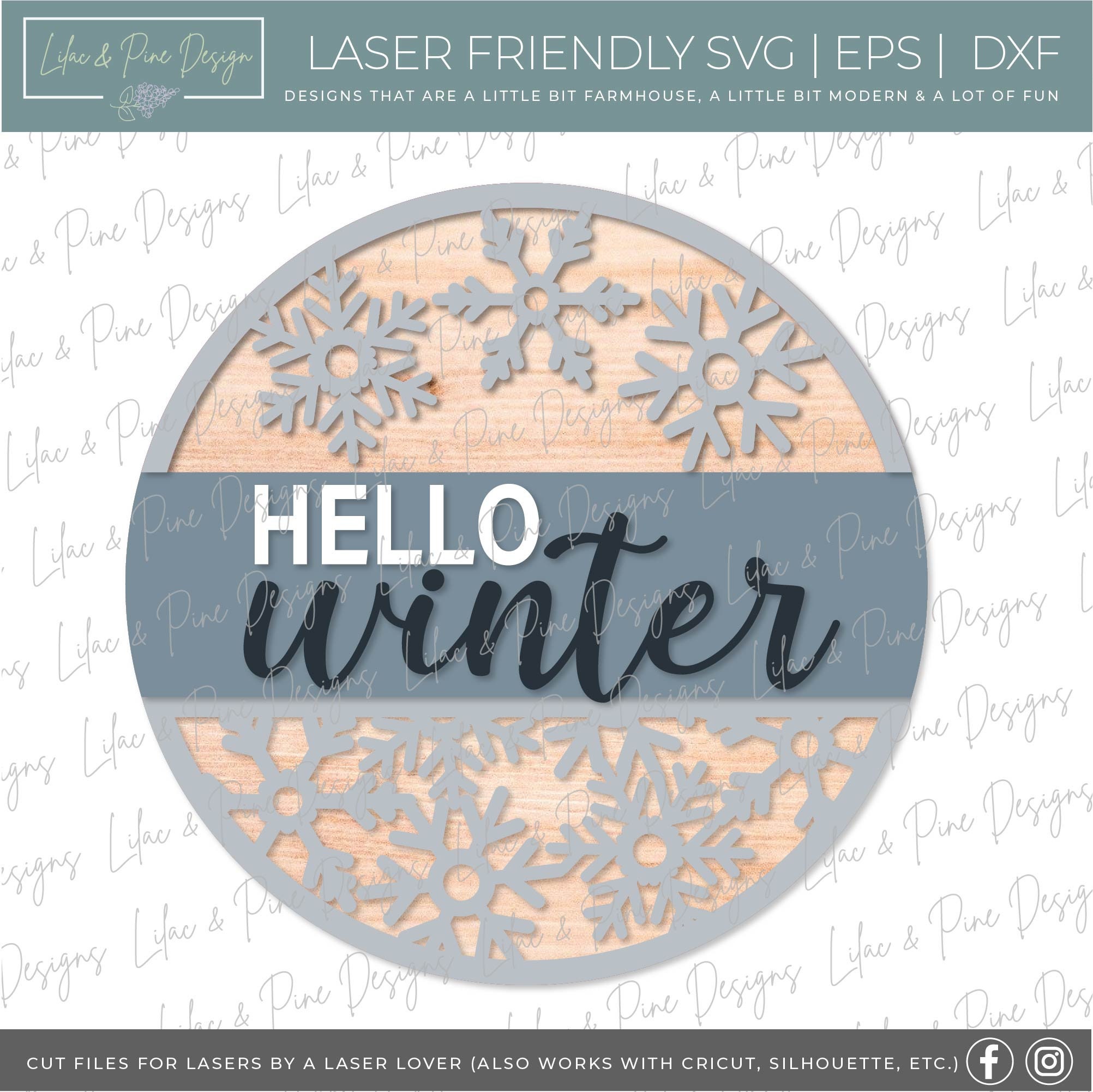 Hello Winter Snow Sign Snowflake SVG Christmas Welcome SVG - Etsy