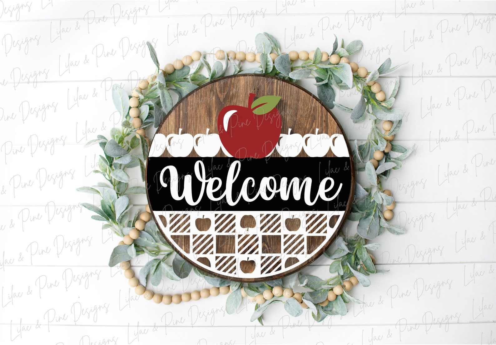 Apple Welcome Door Hanger SVG Fall Welcome Sign SVG Plaid - Etsy