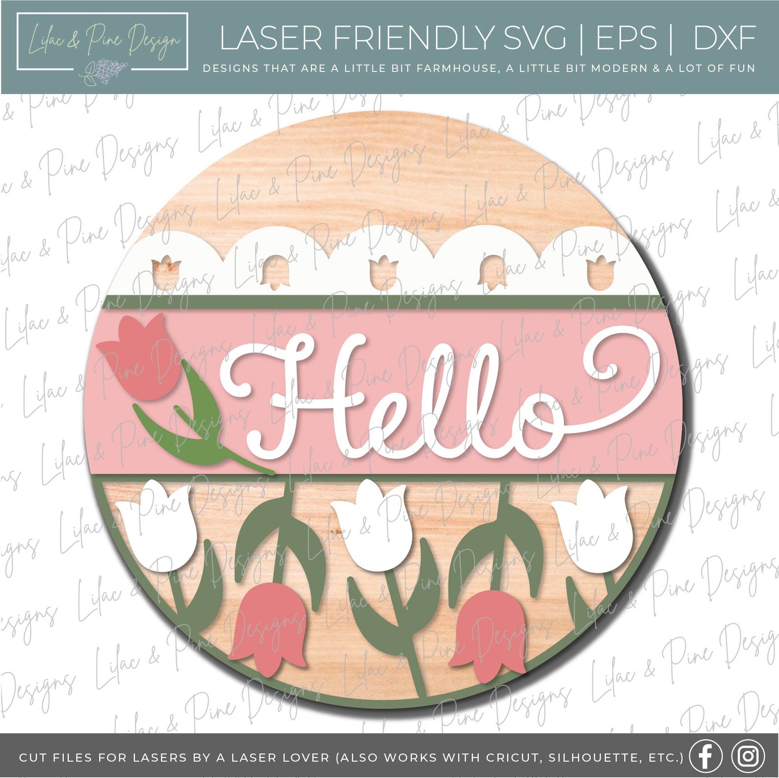 Hello Tulip Door Hanger SVG Spring Porch Sign Tulip Svg - Etsy