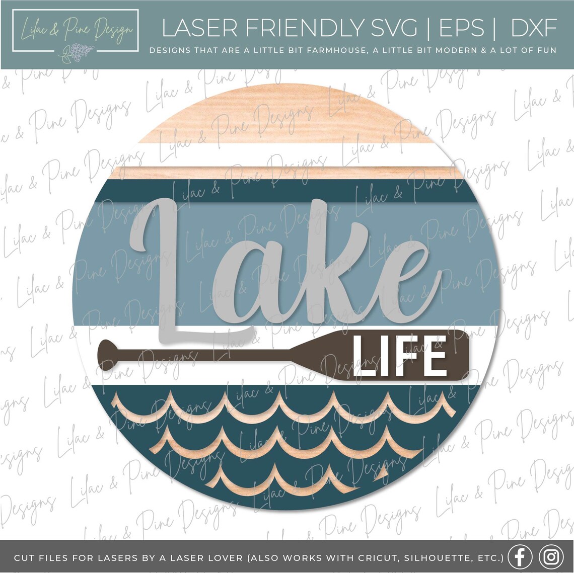 Lake Life Round Sign Summer Decor SVG Lake Sign SVG Round - Etsy