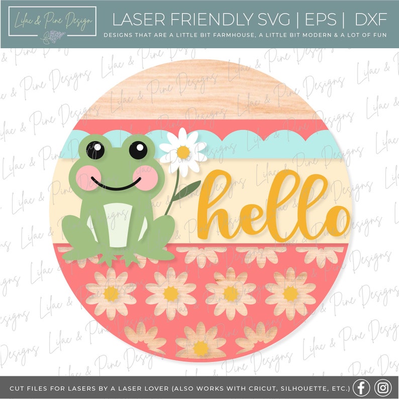 Frog Hello Sign SVG Summer Welcome Sign Svg Daisy Door - Etsy