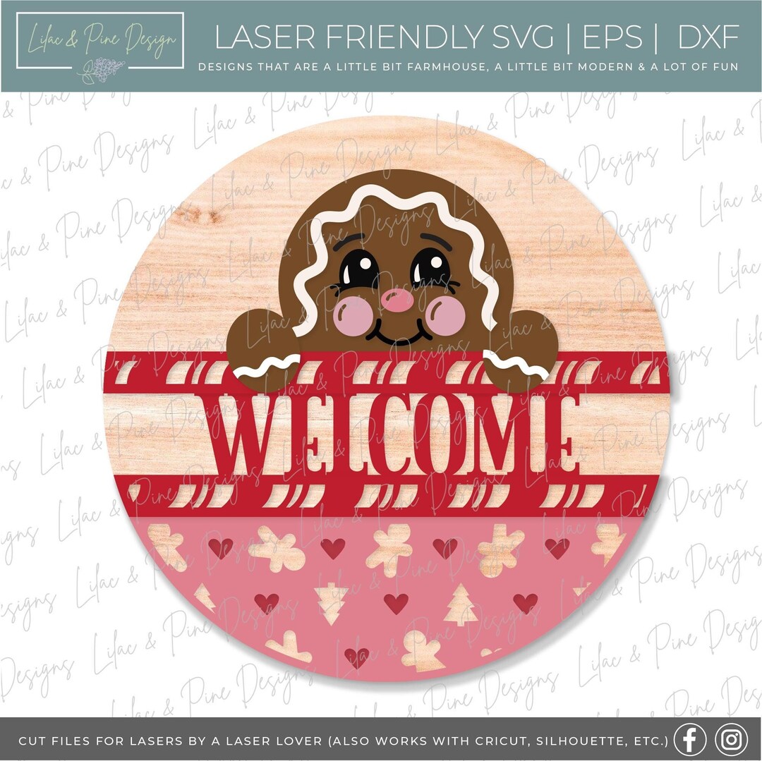 Gingerbread Welcome Sign SVG, Christmas Door Hanger SVG, Holiday ...