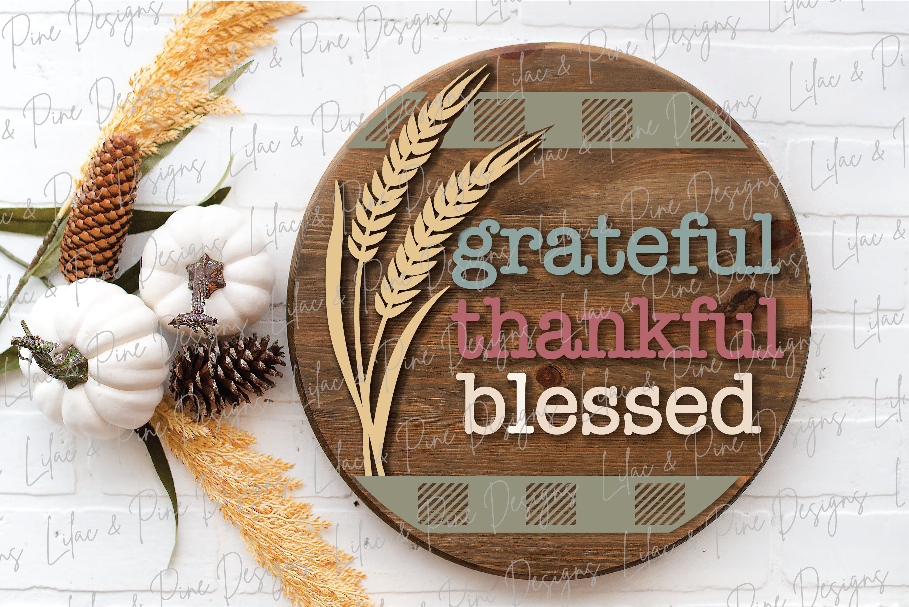 Grateful Thankful Blessed Sign Thanksgiving Door Round SVG - Etsy