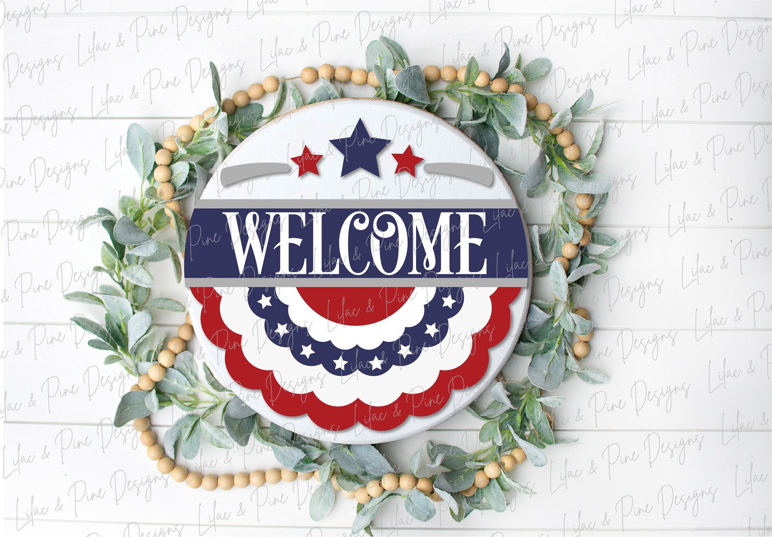 Patriotic Banner Welcome Sign July 4th Door Hanger SVG - Etsy