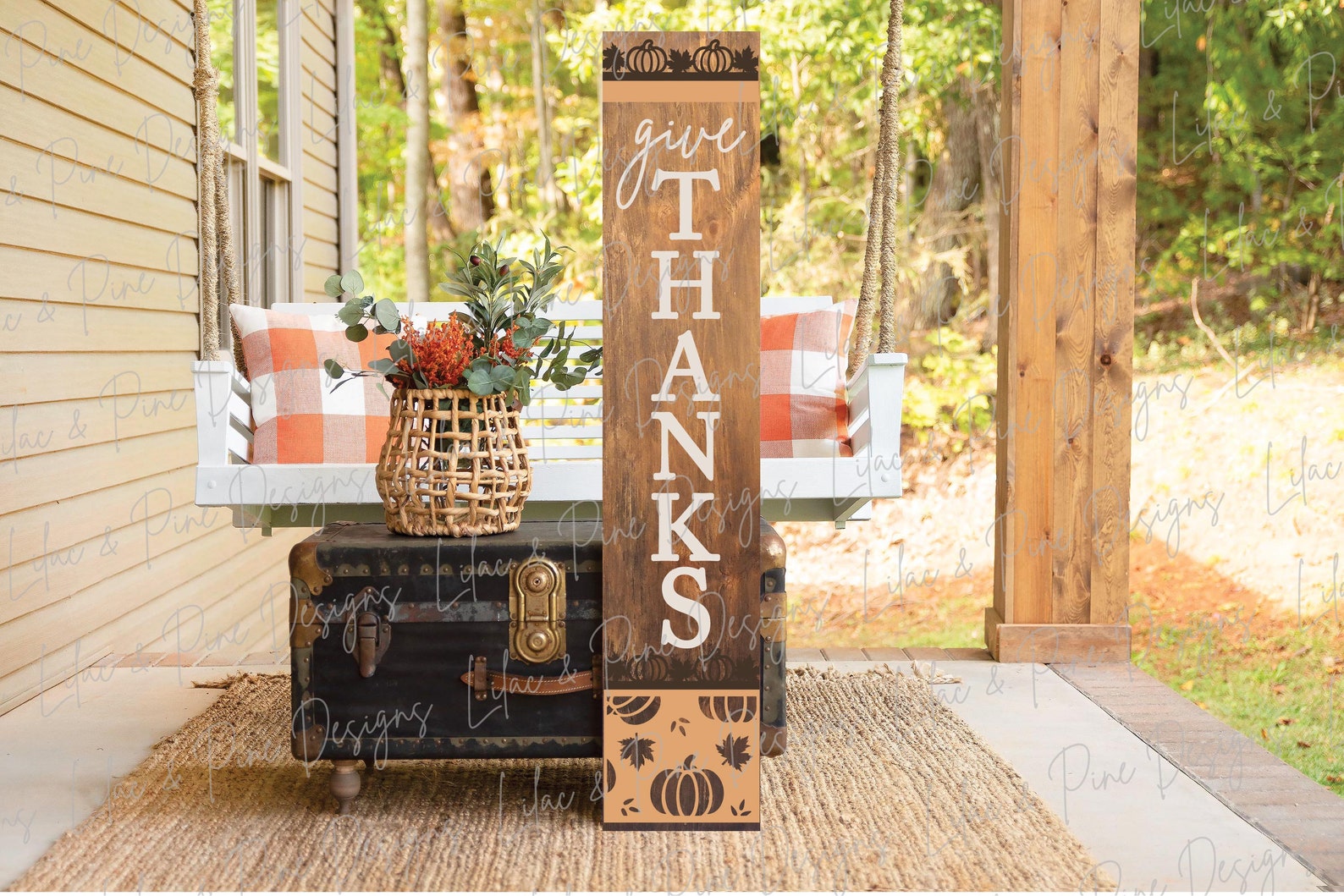 Give Thanks Porch Sign SVG, Thanksgiving Welcome Sign SVG, Thanksgiving ...