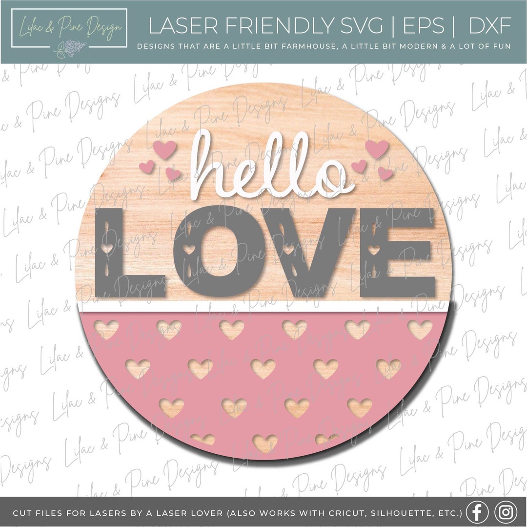 Hello Love Door Hanger SVG, Valentine Door Hanger, Love Sign Svg, Heart ...