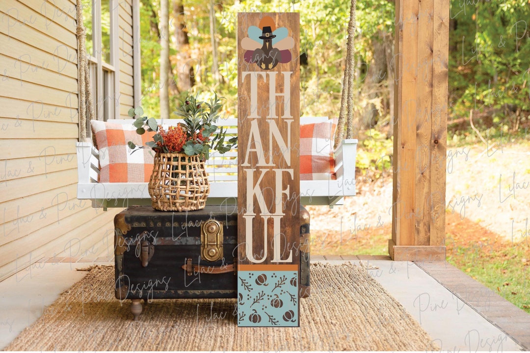 Thankful Porch Sign SVG, Turkey Welcome Sign SVG, Thanksgiving Porch ...