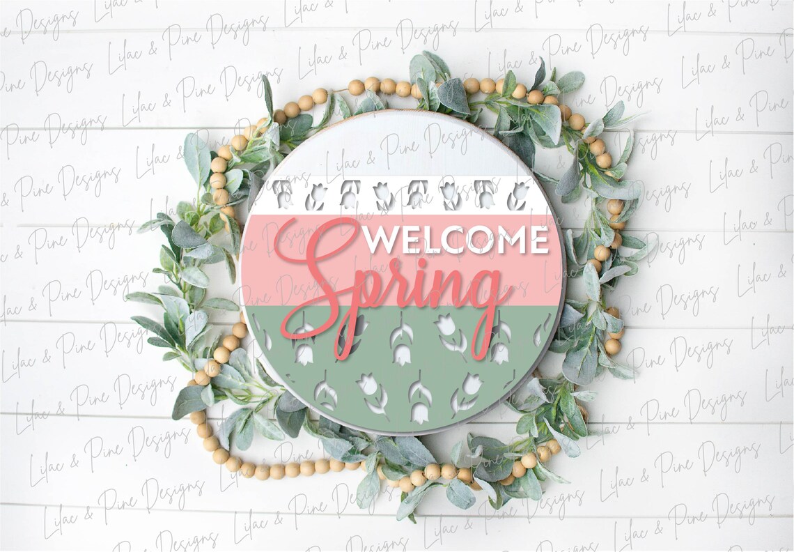 Spring Welcome Door Hanger Welcome Spring Sign SVG Tulip | Etsy