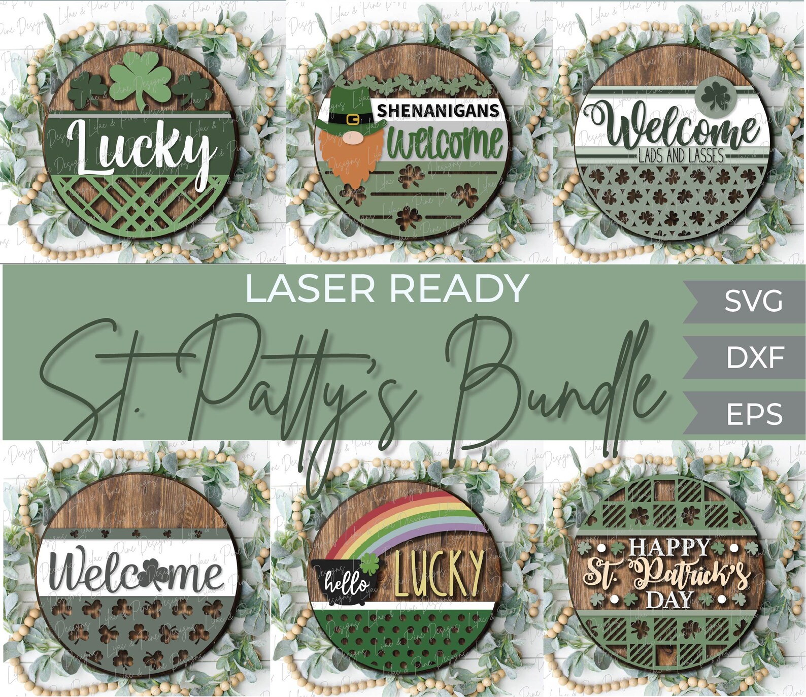 St Patricks Day Door Hanger Bundle, St Pattys Sign SVG, Shamrock Svg ...