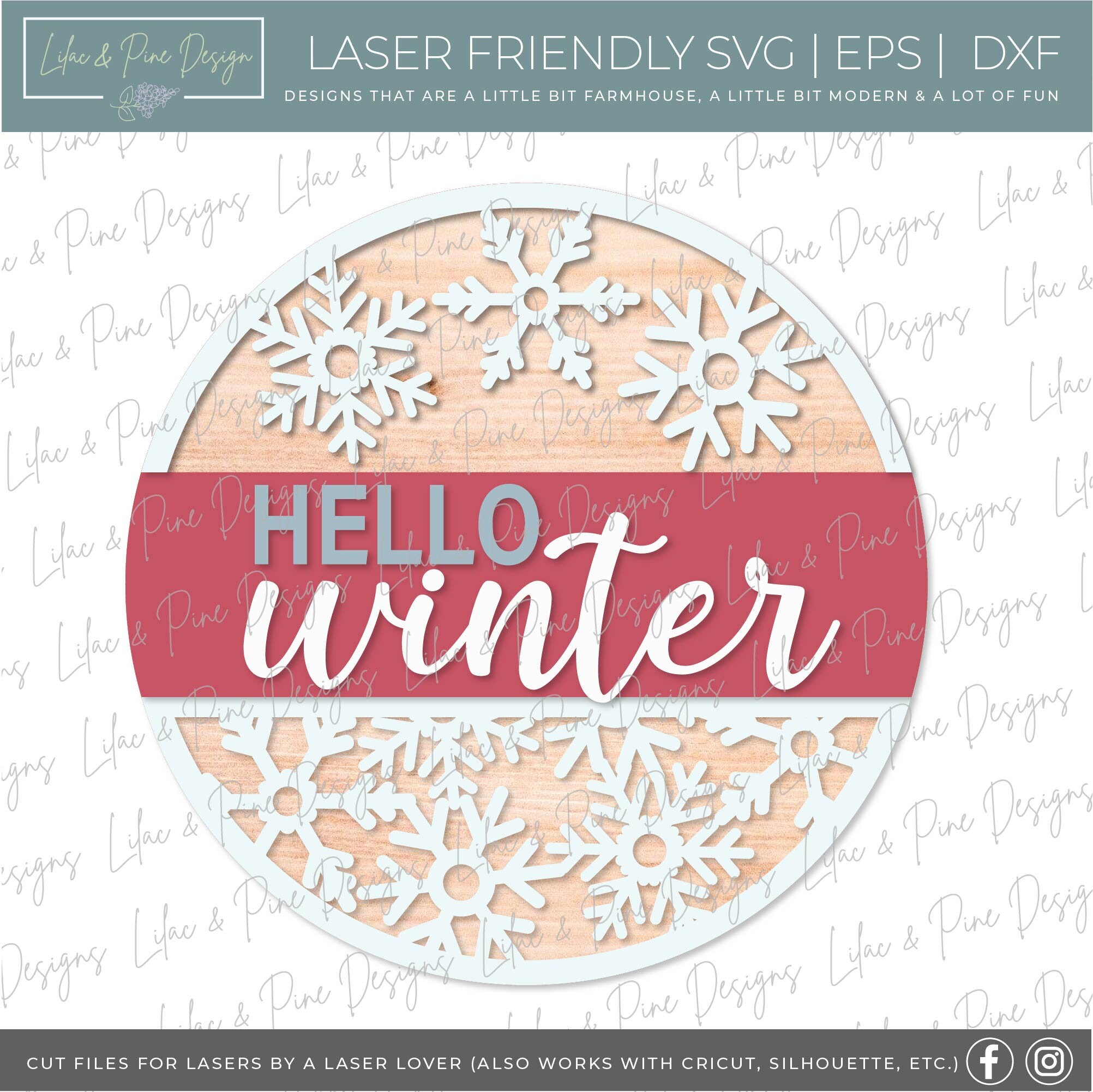 Hello Winter Snow Sign Snowflake SVG Christmas Welcome SVG | Etsy