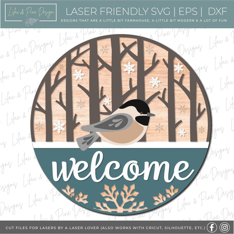 Chickadee Welcome SVG Winter Welcome Sign SVG Christmas Door - Etsy