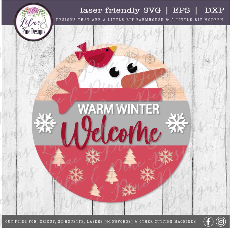 Warm Winter Welcome Sign Snowman Welcome SVG Winter Decor | Etsy