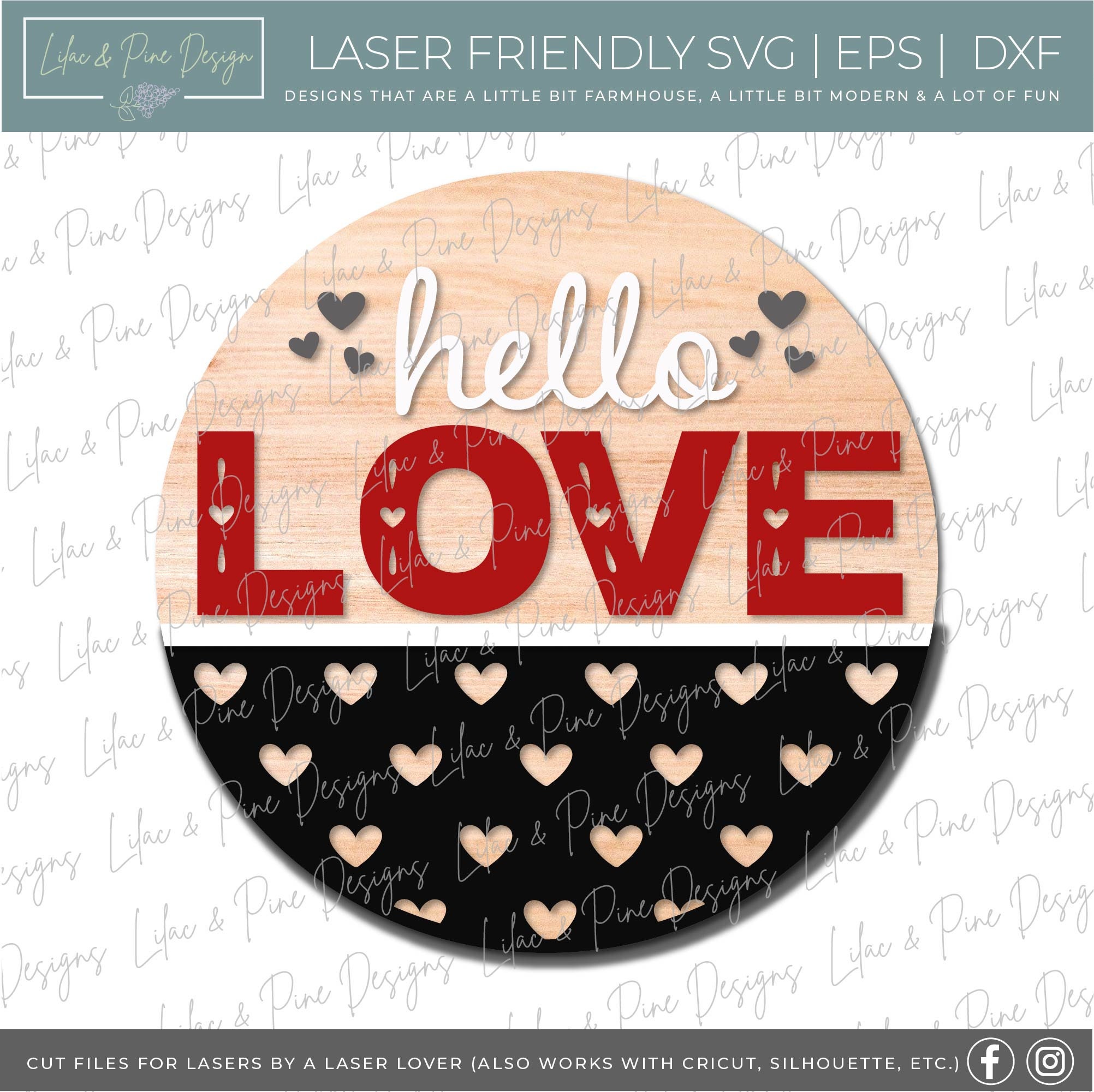 Hello Love Door Hanger SVG, Valentine Door Hanger, Love Sign Svg, Heart ...