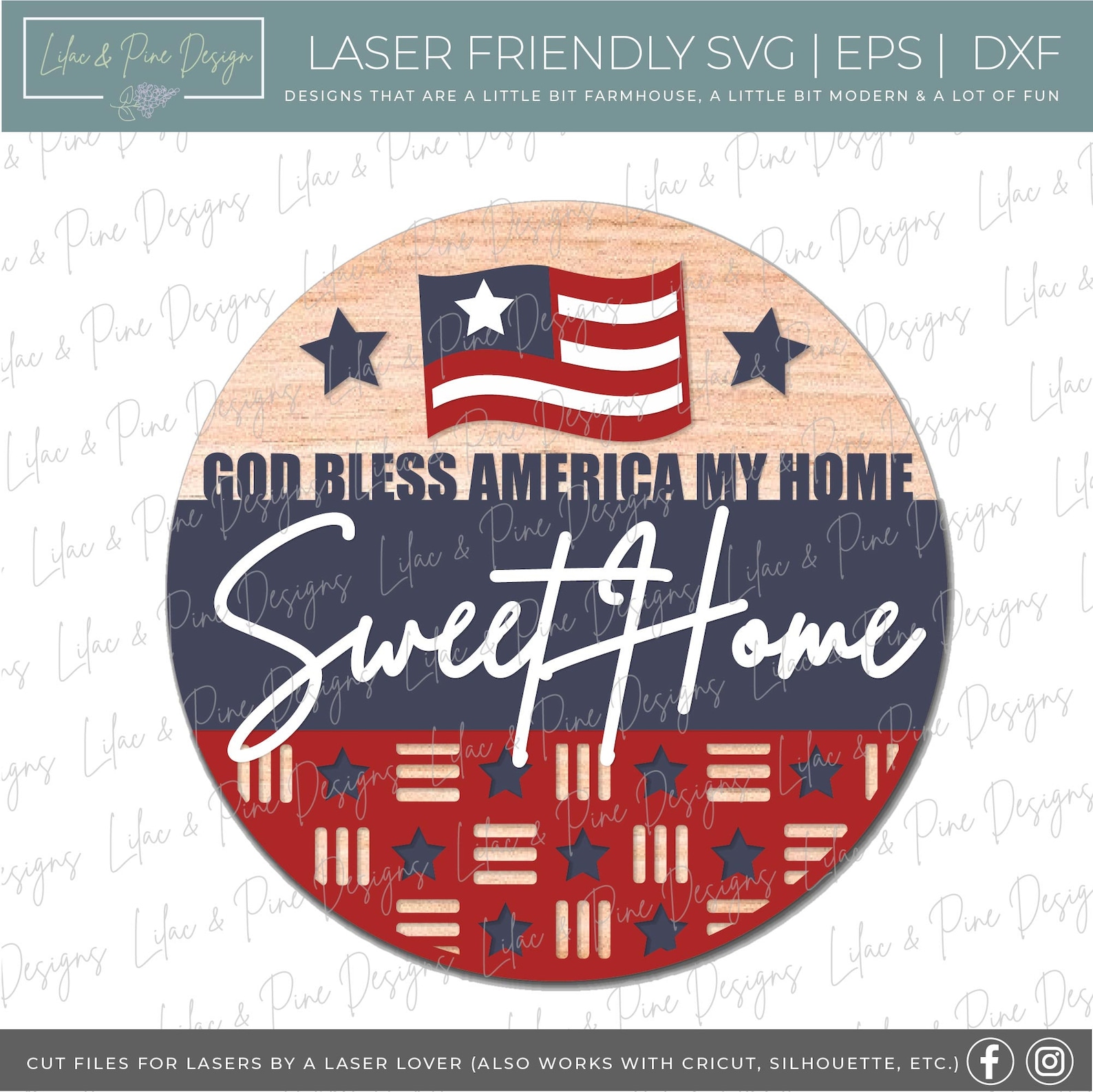 God Bless America Sign, Fourth of July Welcome Sign SVG, Patriotic Door ...