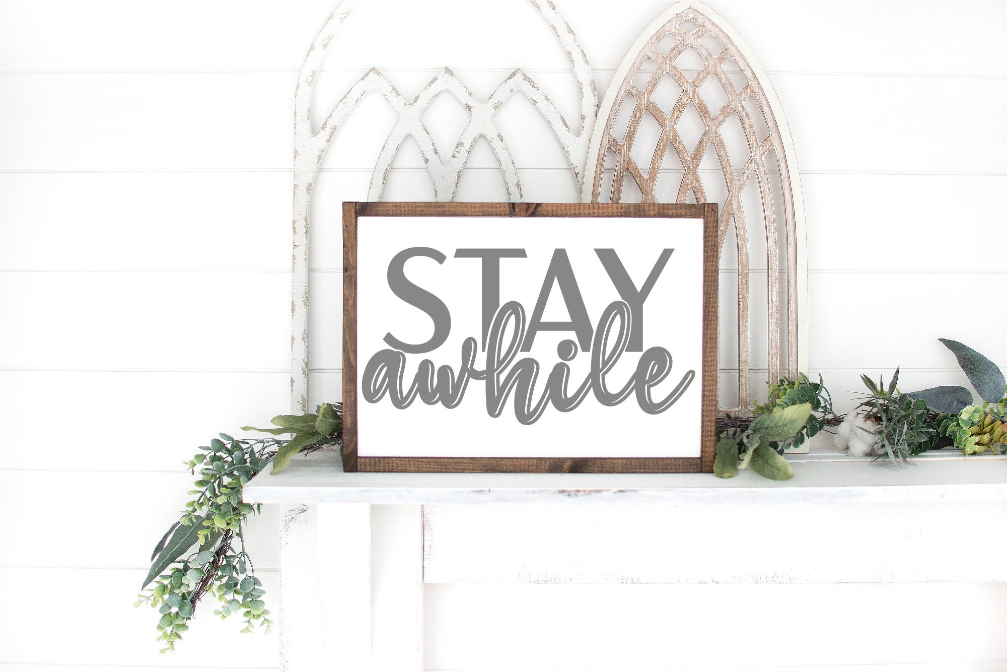 Stay Awhile Sign Boho SVG Welcome Svg Home SVG Modern | Etsy