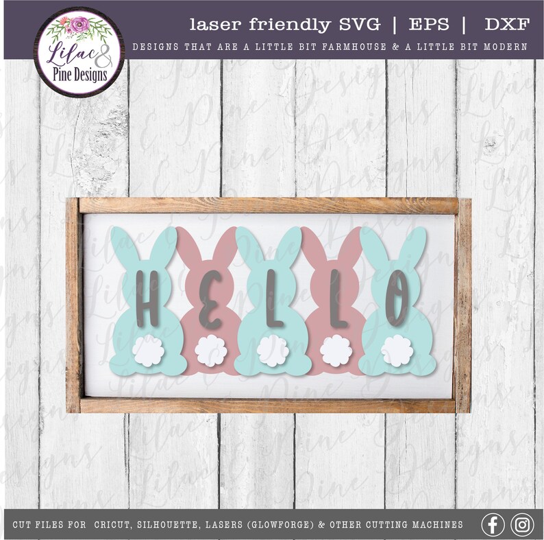 Hello Easter Bunny Sign SVG Easter Bunny SVG Bunny Svg - Etsy