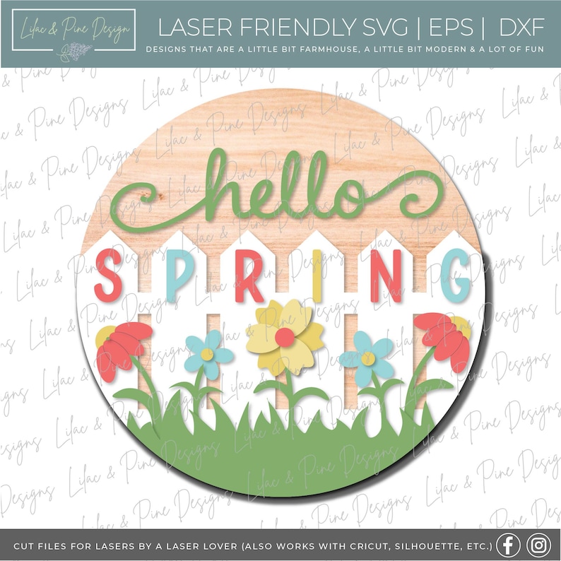 Hello Spring Door Hanger SVG Spring Sign SVG Flowers Svg - Etsy