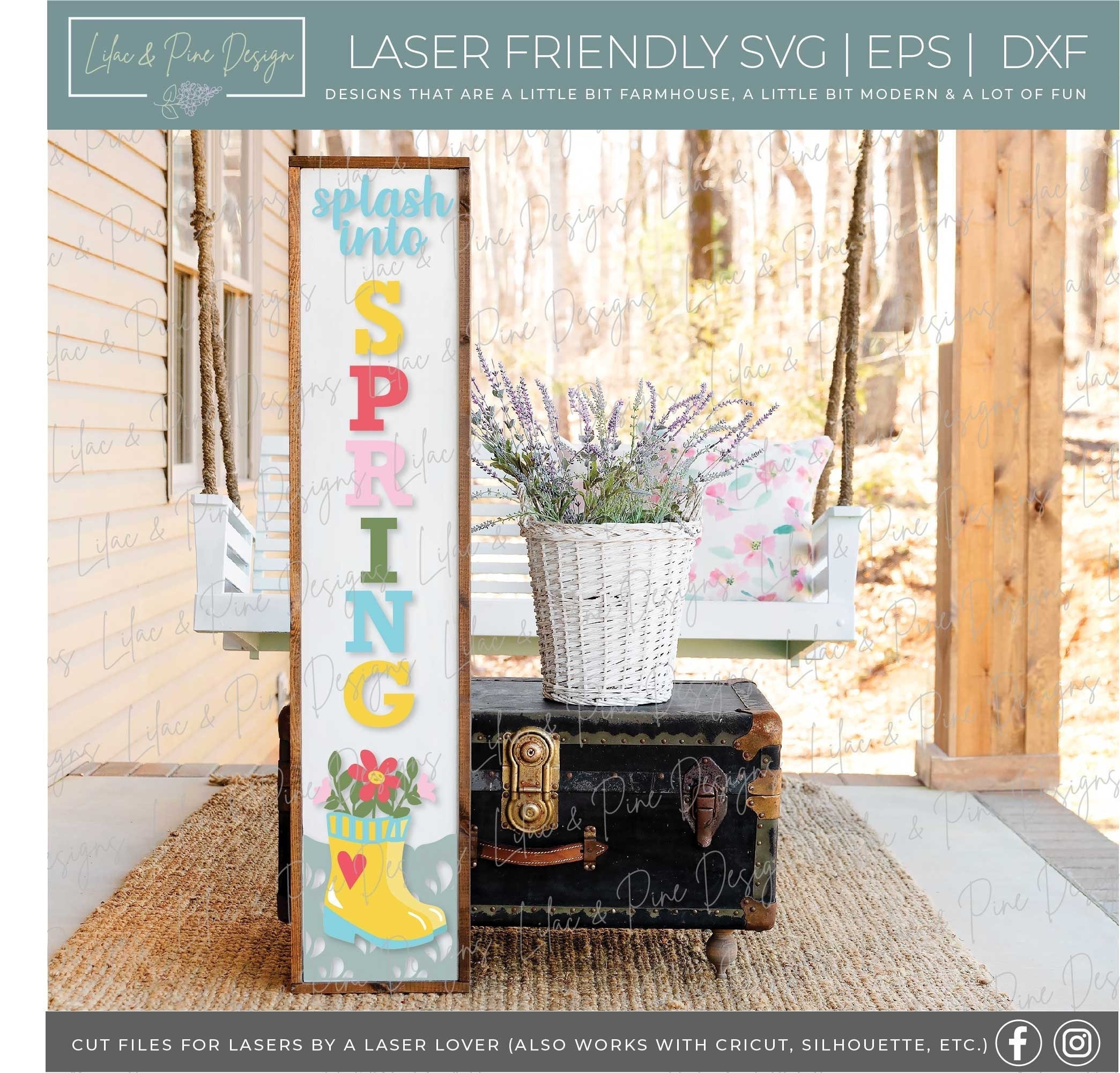 Spring Porch Sign SVG, Spring Porch Leaner, Rain Boots Welcome Sign ...