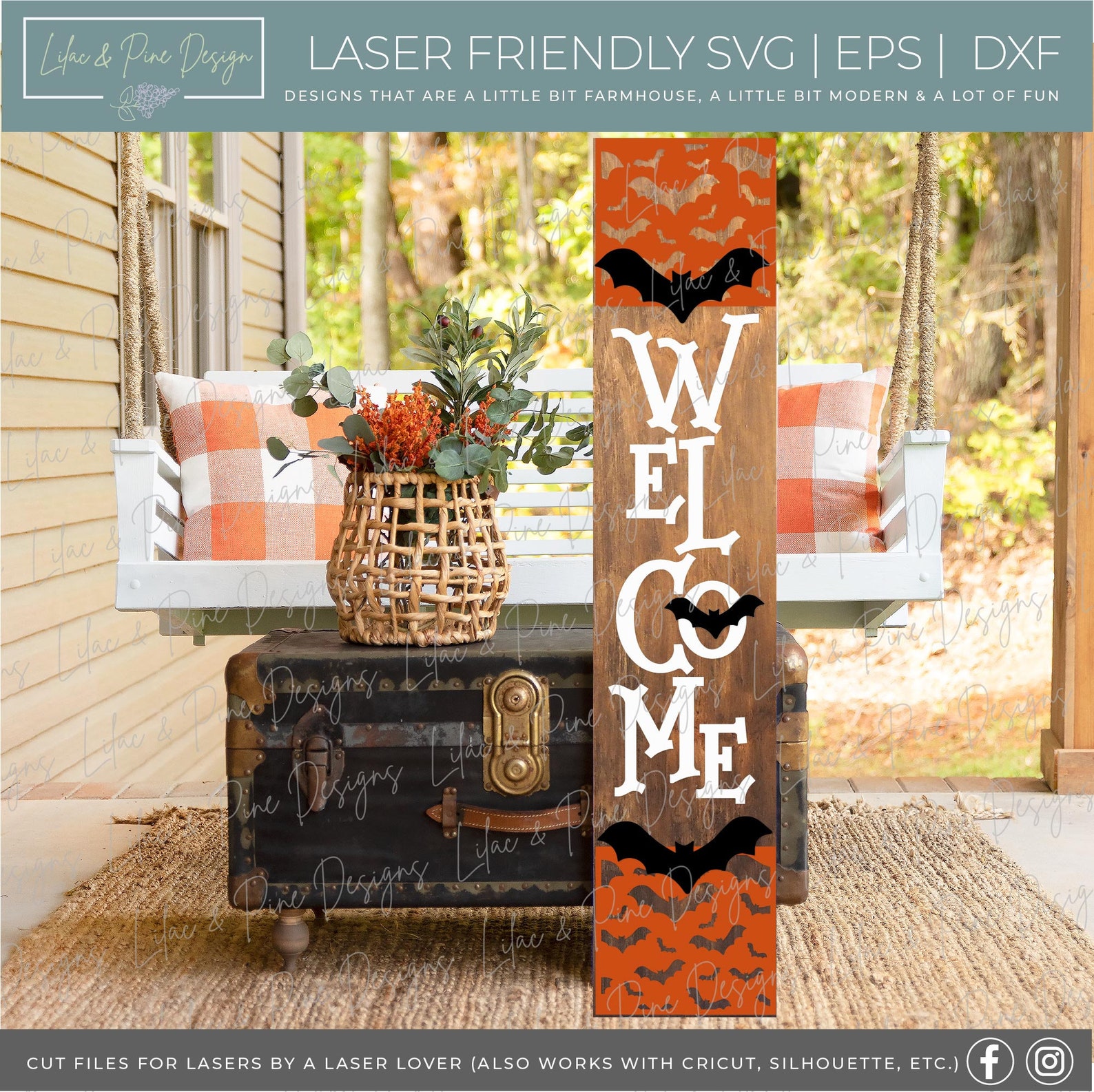 Halloween Porch Sign SVG Halloween Welcome Sign SVG Bats - Etsy