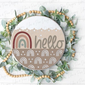 Boho Rainbow Sign SVG, Boho Door Hanger, Rainbow Welcome Sign SVG, Boho ...