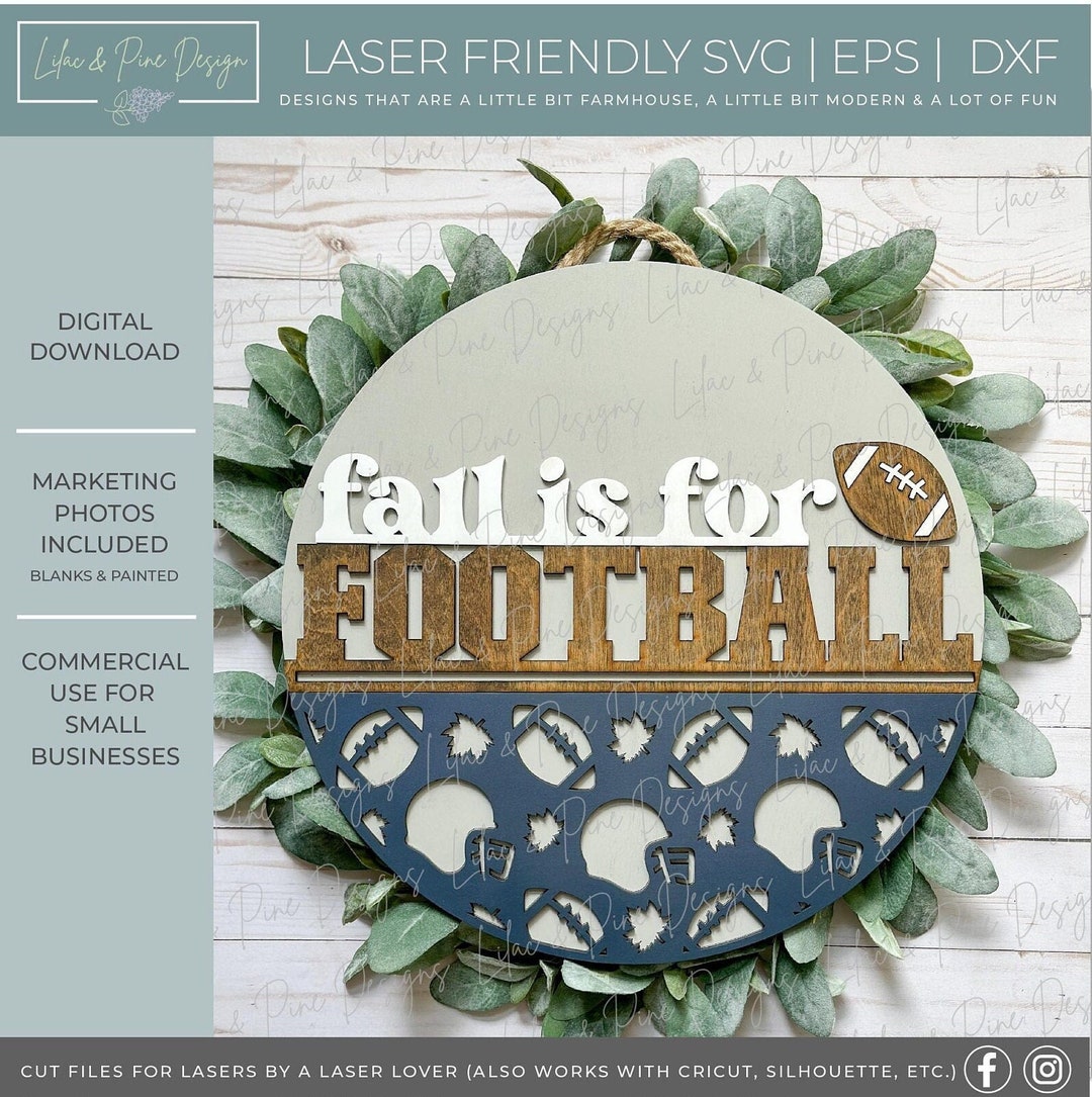 Fall is for Football SVG, Football Welcome Sign SVG, Fall Door Hanger ...