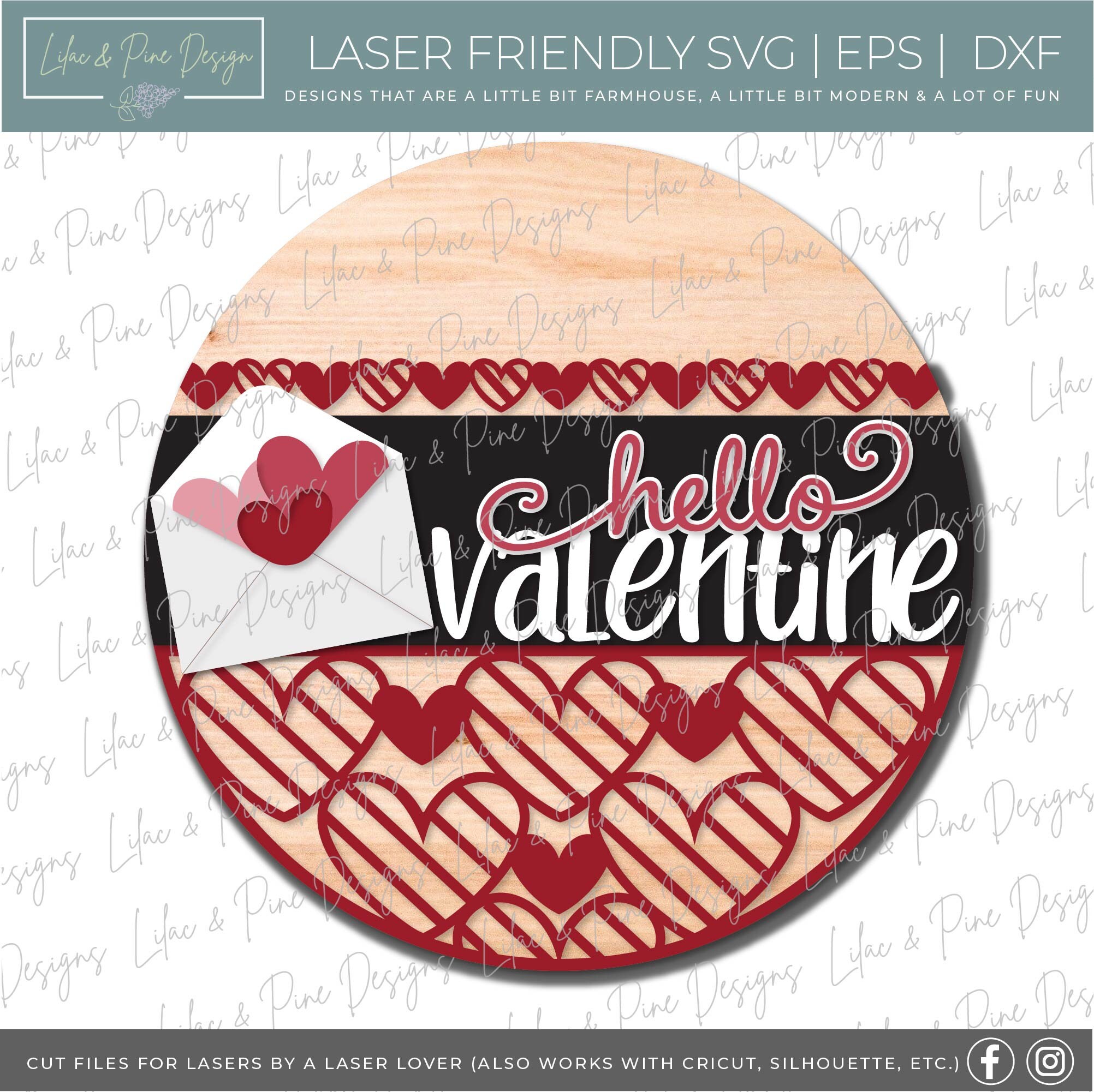 Hello Valentine Sign SVG Valentine Door Hanger Valentine - Etsy