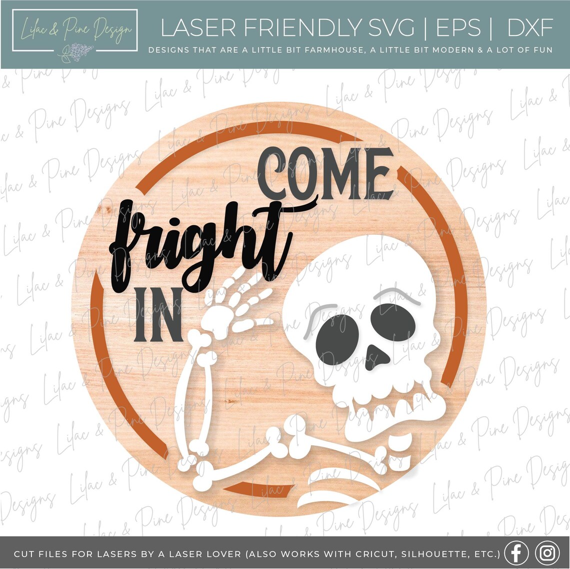 Skeleton Sign SVG, Come Fright in SVG, Halloween Door Hanger SVG ...