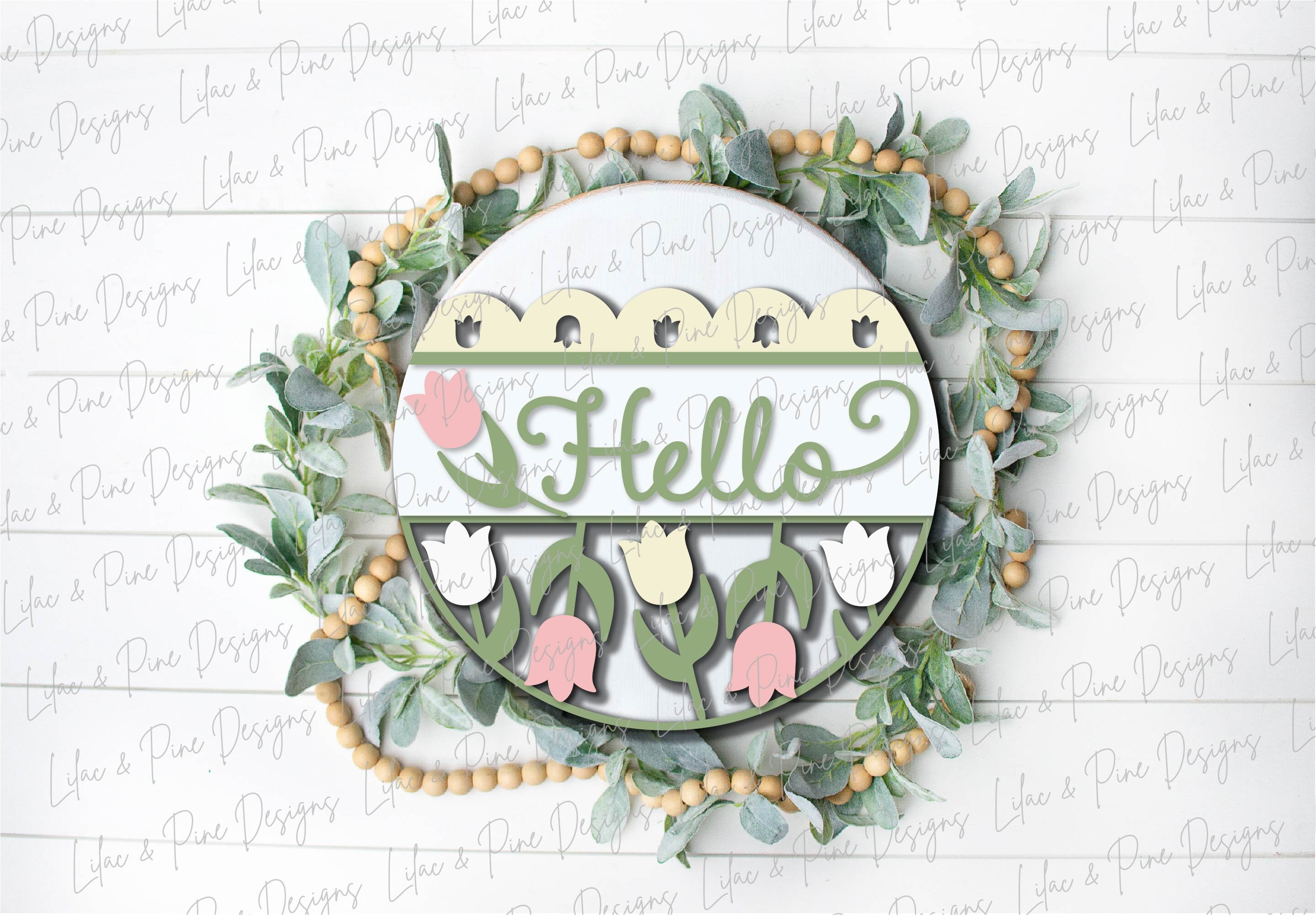 Hello Tulip Door Hanger SVG Spring Porch Sign Tulip Svg | Etsy