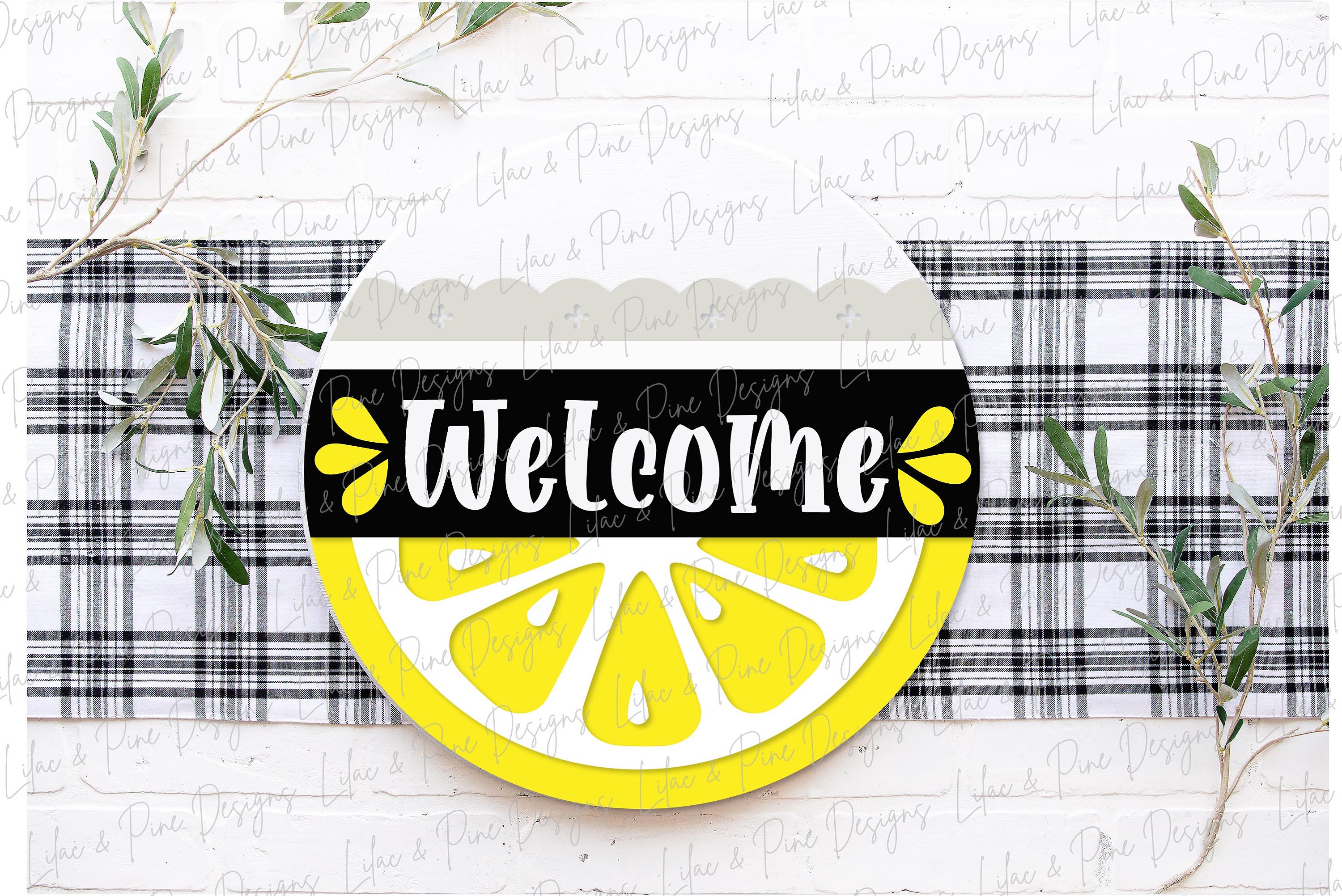 Lemon Door Hanger SVG Lemon Welcome Sign Lemon Round Sign - Etsy