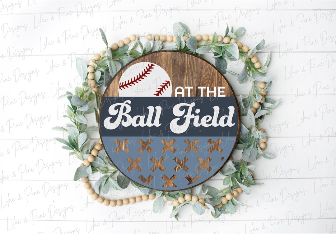 At the Ball Field Round Sign, Summer Decor SVG, Baseball Sign SVG ...