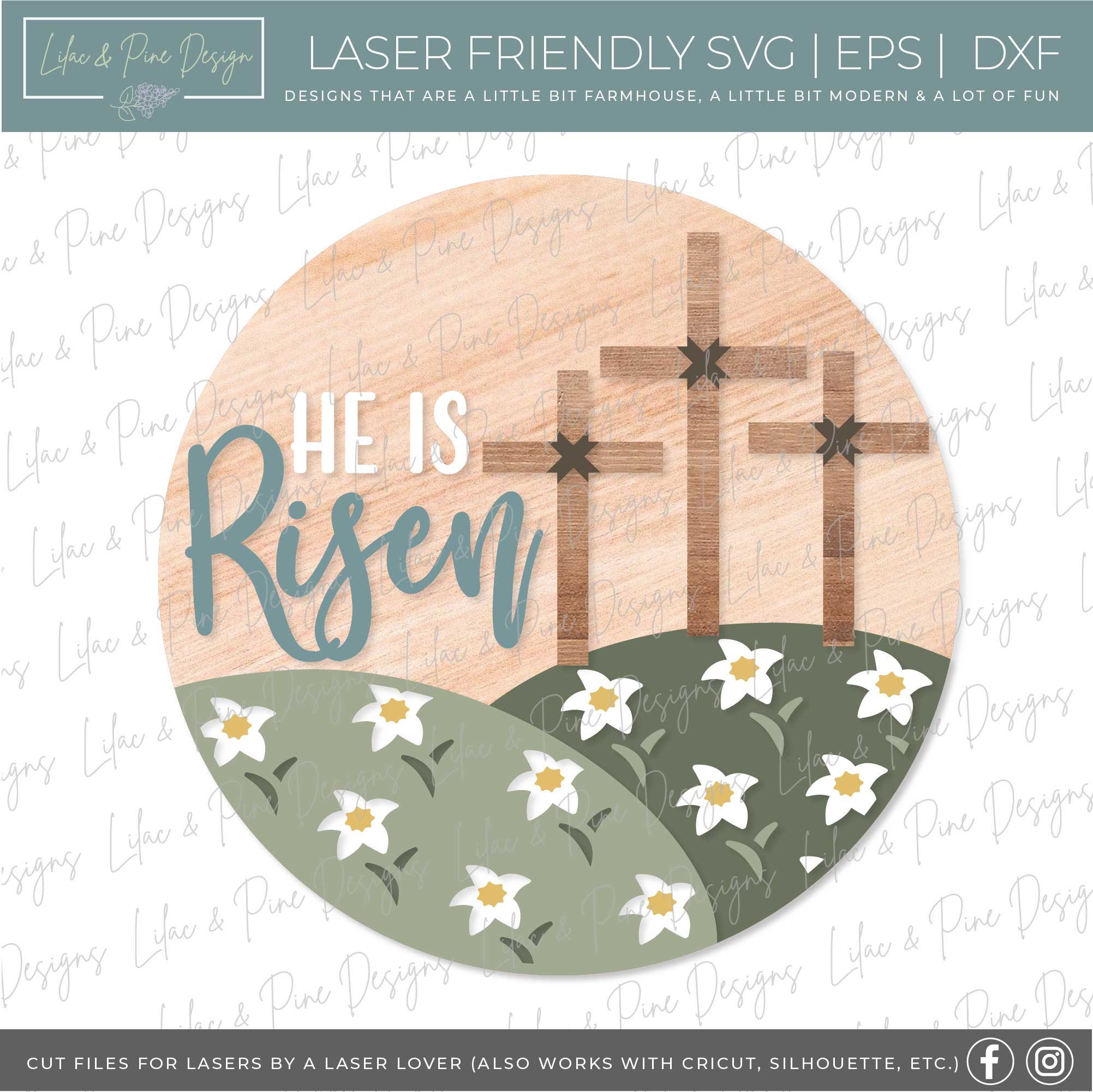 Easter Door Hanger SVG He is Risen Door Hanger Easter Cross - Etsy