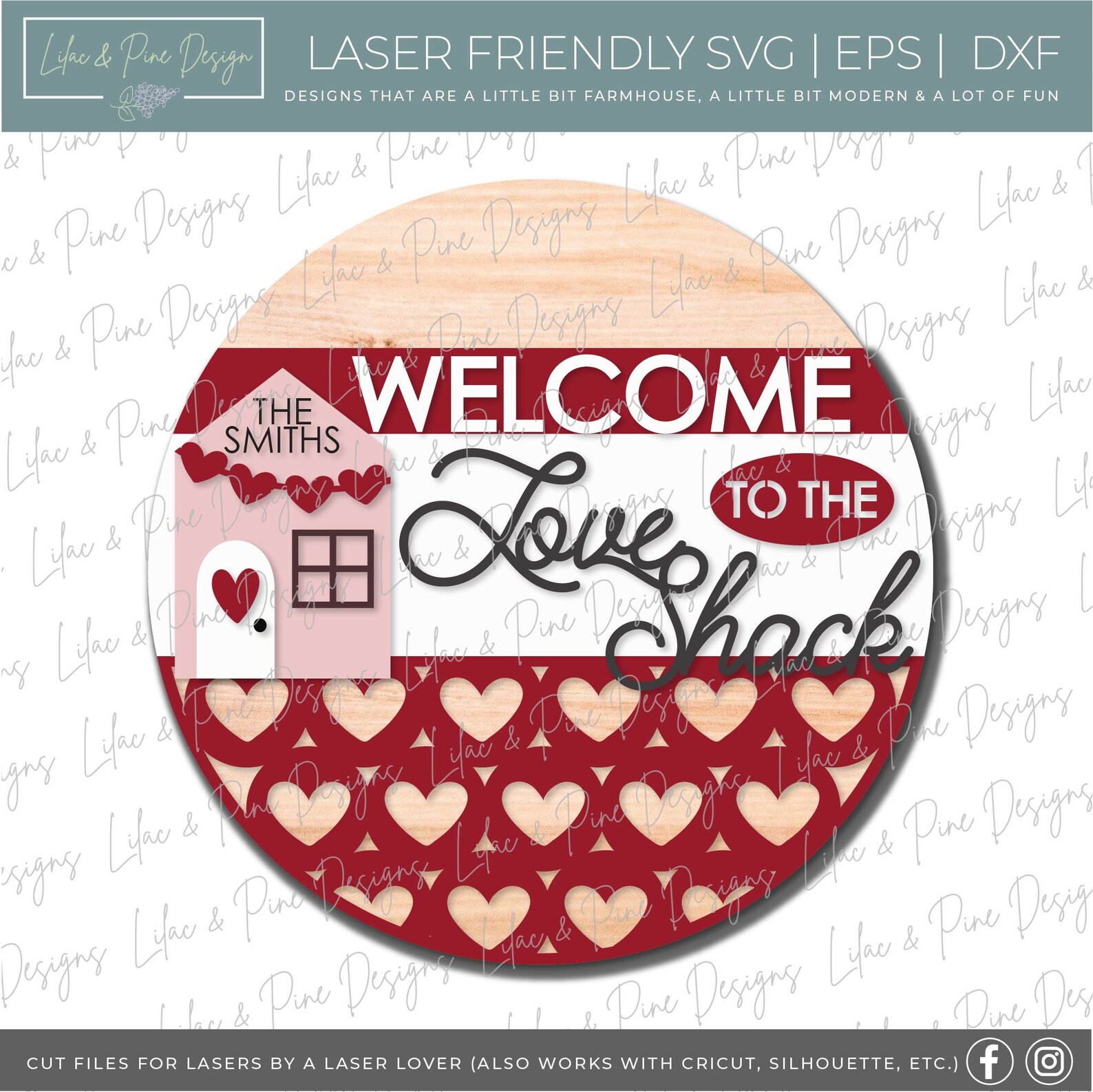 Love Shack Door Round SVG Valentine Welcome Sign SVG | Etsy